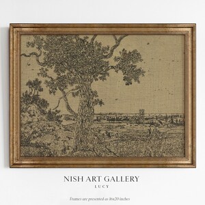 Vintage Sketch Art Framed, Rustic Ink Drawing Wall Art Printed, Moody ...