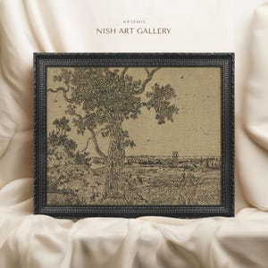 Vintage Sketch Art Framed, Rustic Ink Drawing Wall Art Printed, Moody ...