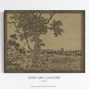 Vintage Sketch Art Framed, Rustic Ink Drawing Wall Art Printed, Moody ...