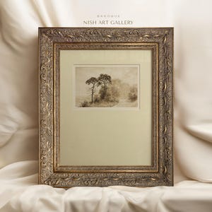 15x16'' Vintage Framed Wall Art, Landscape Watercolor Painting Print ...