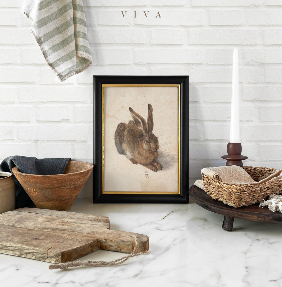 Framed Vintage Print, Rabbit Wall Art, Vintage Art Framed, Bunny ...