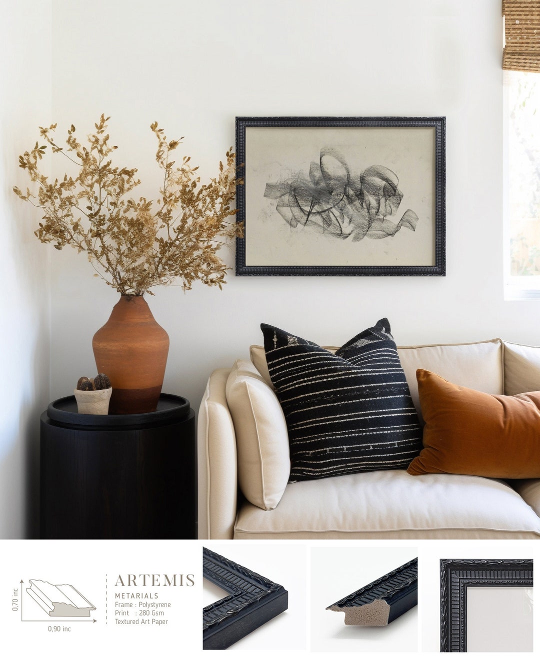 Vintage Art Prints Framed, Sketch Art Print, Abstract Drawing Wall Art ...