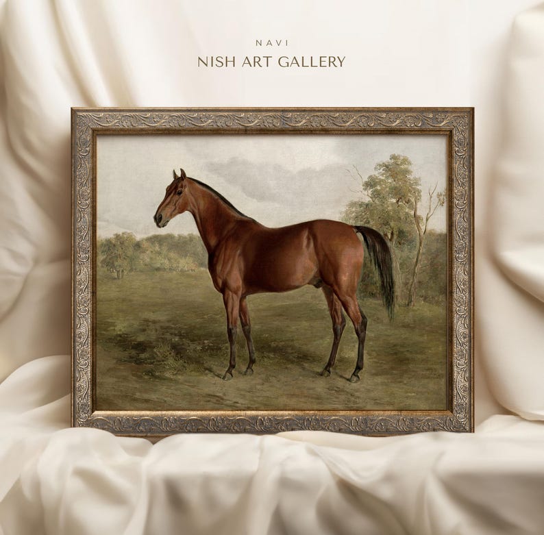 Framed Brown Horse Vintage Art Print: Prairie Wall Decor #337 - Etsy