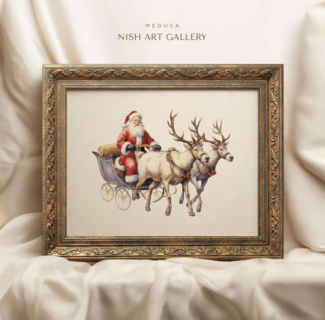 Framed Santa Claus Christmas Print: Vintage Style Wall Art - Etsy