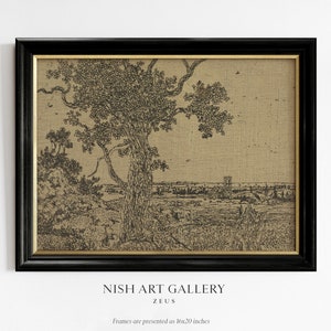 Vintage Sketch Art Framed, Rustic Ink Drawing Wall Art Printed, Moody ...