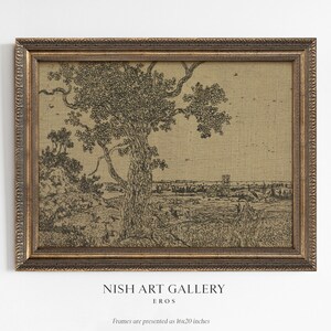 Vintage Sketch Art Framed, Rustic Ink Drawing Wall Art Printed, Moody ...