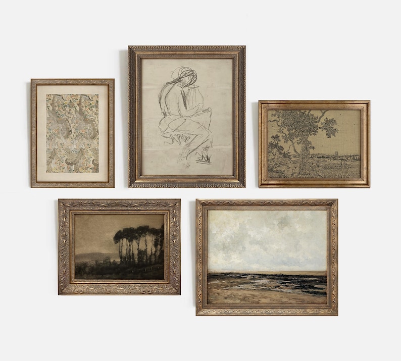 Vintage Framed Gallery Wall Art Set: Rustic Farmhouse Decor #305 - Etsy