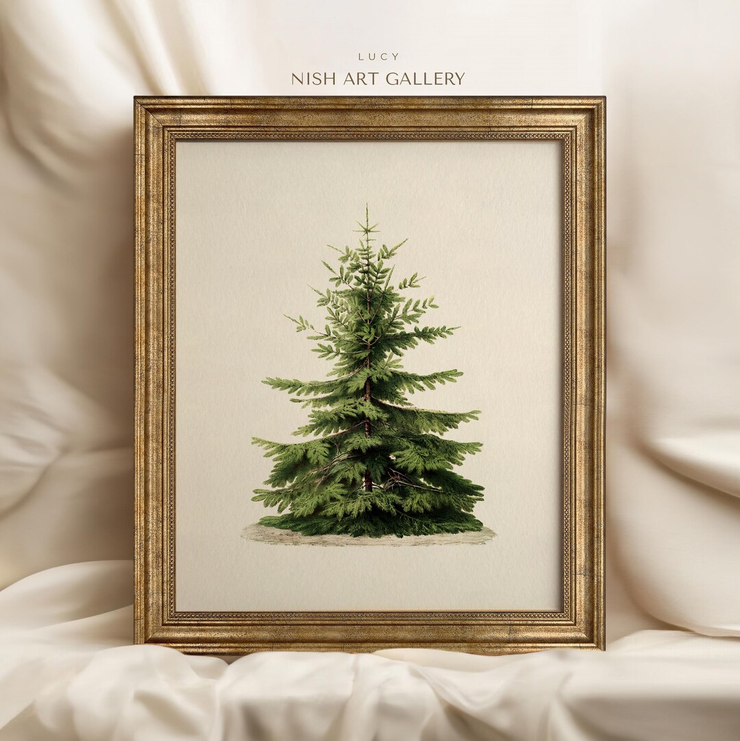Framed Vintage Pine Tree Christmas Print: Gold Frame #219 - Etsy
