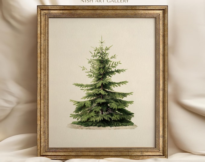 Pink Christmas Tree in Antique Wood Swivel Frame Minature Framed ...