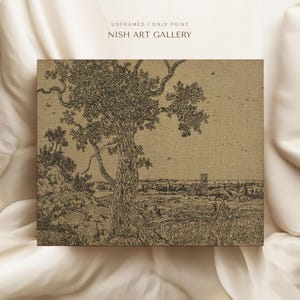 Vintage Sketch Art Framed, Rustic Ink Drawing Wall Art Printed, Moody ...