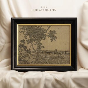 Vintage Sketch Art Framed, Rustic Ink Drawing Wall Art Printed, Moody ...