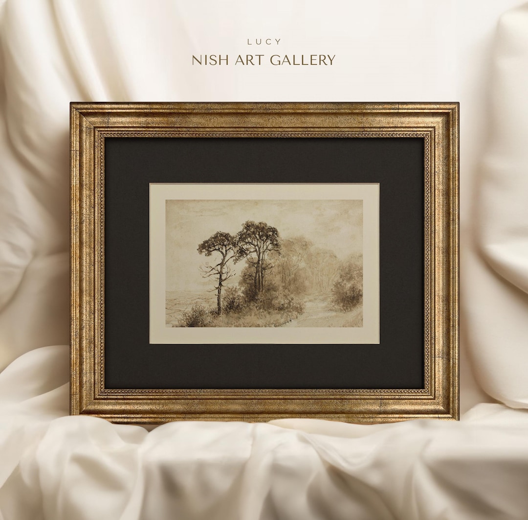 Framed Sketch Art, Treel Art Print, Framed Wall Art, Black Matted, Home ...