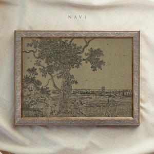 Vintage Sketch Art Framed, Rustic Ink Drawing Wall Art Printed, Moody ...