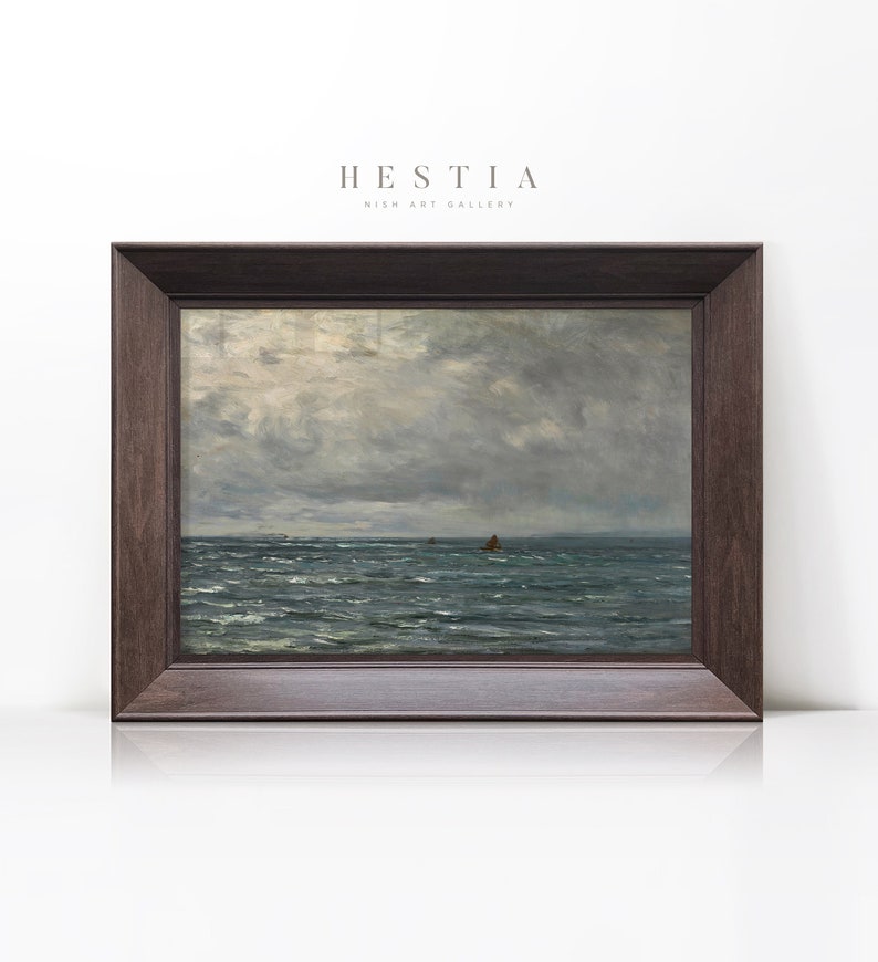 Vintage Art Print Framed Muted Ocean Painting Sea Painting - Etsy