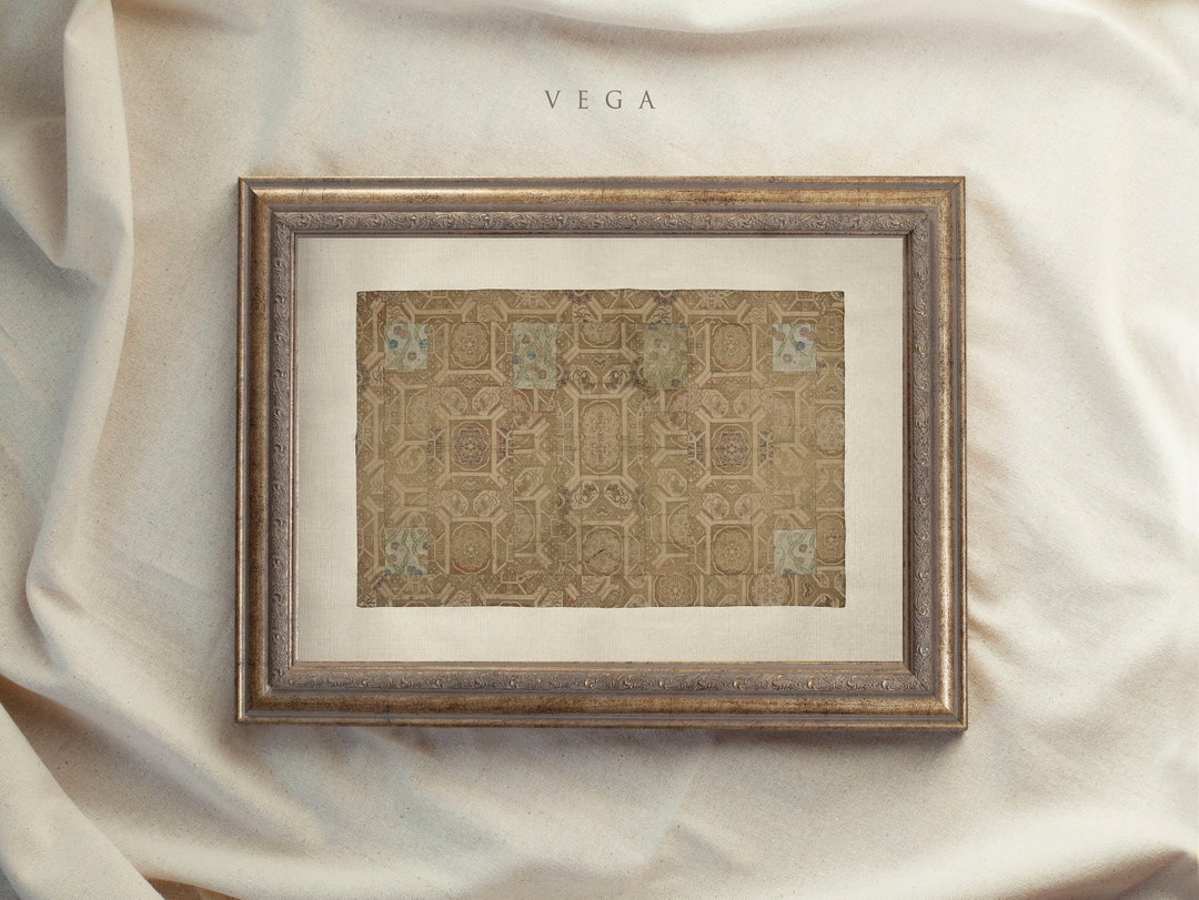 Vintage Art Framed, Tapestry Neutral Textile Wall Art, Shelving Decor ...