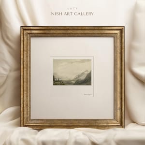 Gold Framed Matted Art Print, Landscape Oil Painting Print, Square Gold ...