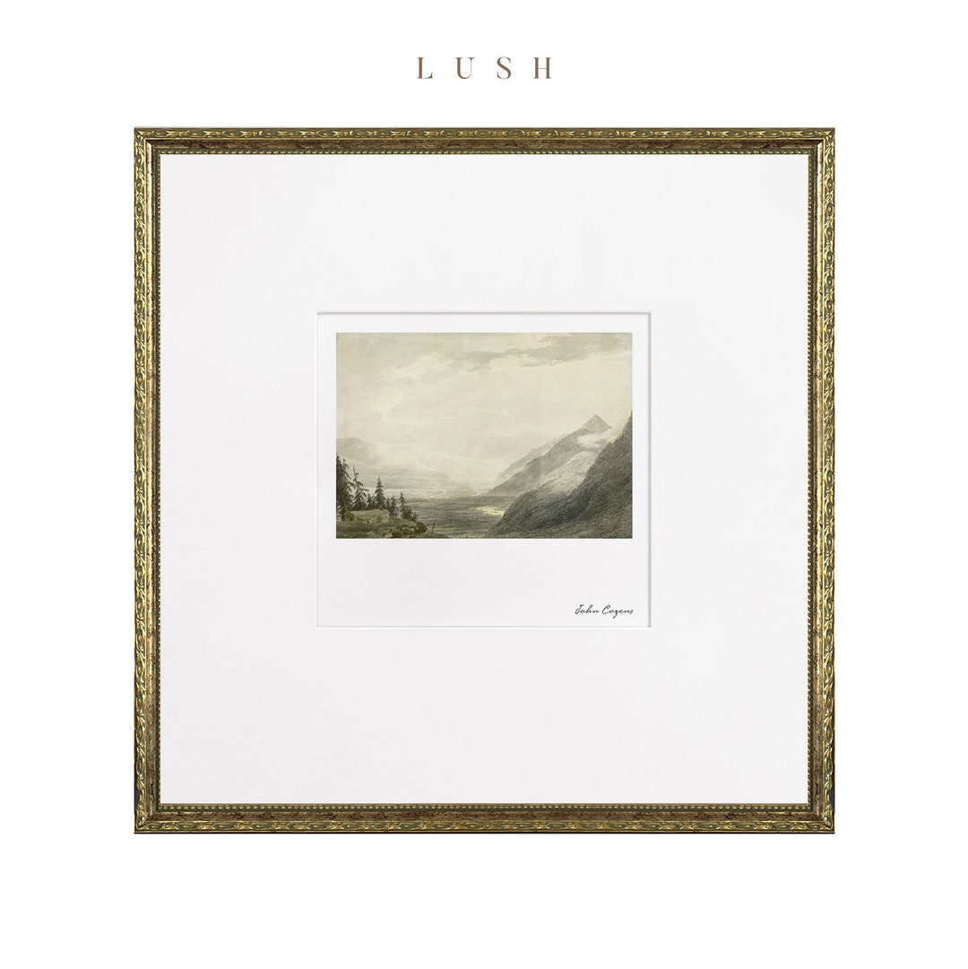 Gold Framed Matted Art Print, Landscape Oil Painting Print, Square Gold ...