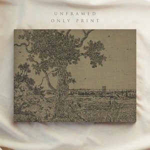 Vintage Sketch Art Framed, Rustic Ink Drawing Wall Art Printed, Moody ...