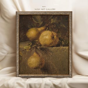 Vintage Fruit Art Framed, Rustic Pear Painting, Antique Replica ...