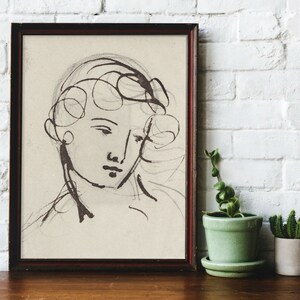 Woman Study Sketch / Vintage Sketch Art / Antique Female Portrait Study ...