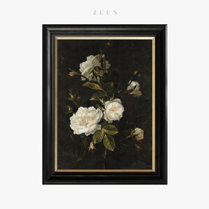Framed Vintage Floral Print, White Roses Print, Vintage Art Print ...