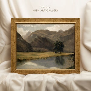 Vintage Art Prints Framed | River Landscape Painting Print | Mountain ...