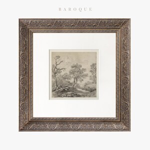 Vintage Art Framed Matted , Tree Wall Art Print, Forest Landscape ...