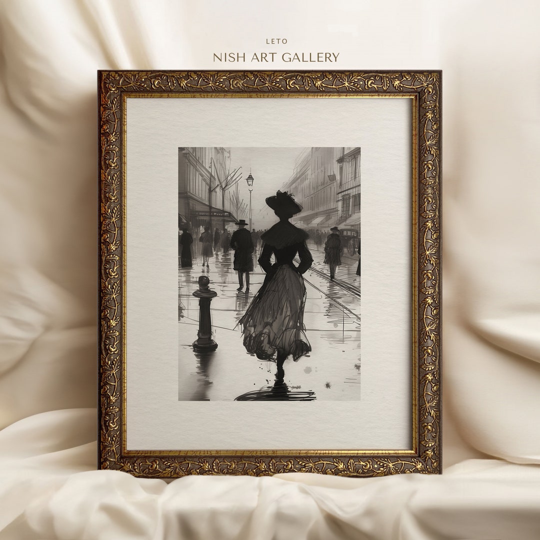 Framed Sketch Art Print, Paris Antique Wall Decor, Neutral Charcoal Art ...