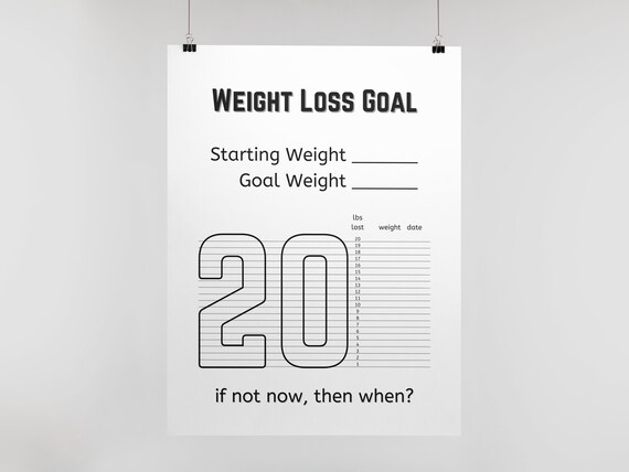 Printable Weight Loss Tracker 20 Lbs Weight Loss Goal | Etsy