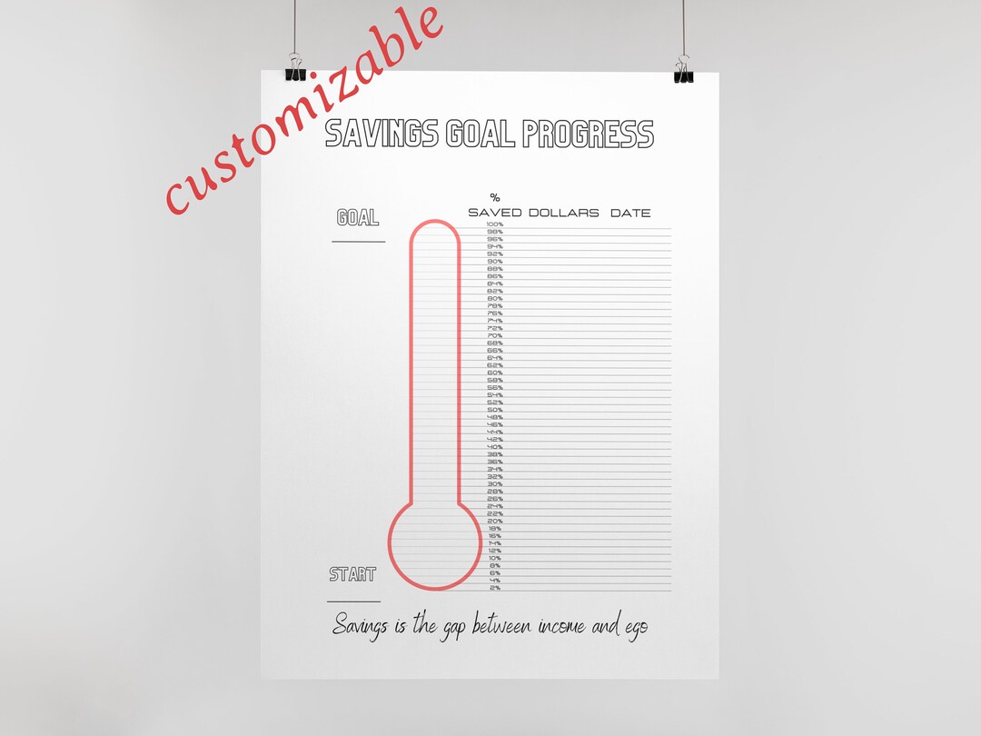 Custom Goal Tracker - Thermometer Goal Progress Tracker, Digital ...