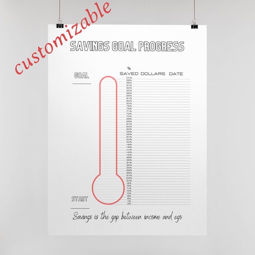 Goal Tracker Thermometer PDF Download - Etsy