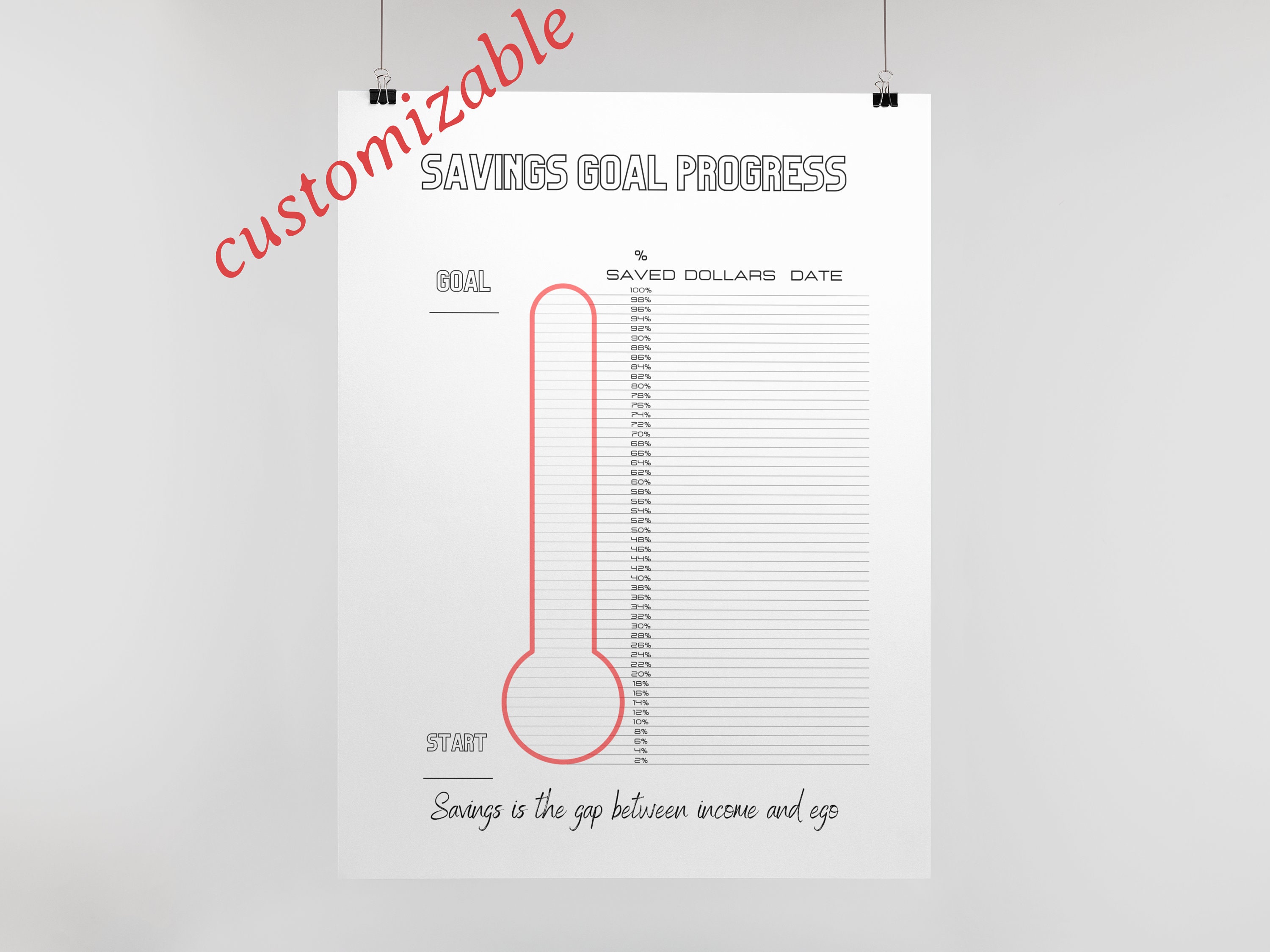 Custom Goal Tracker - Thermometer Goal Progress Tracker, Digital ...