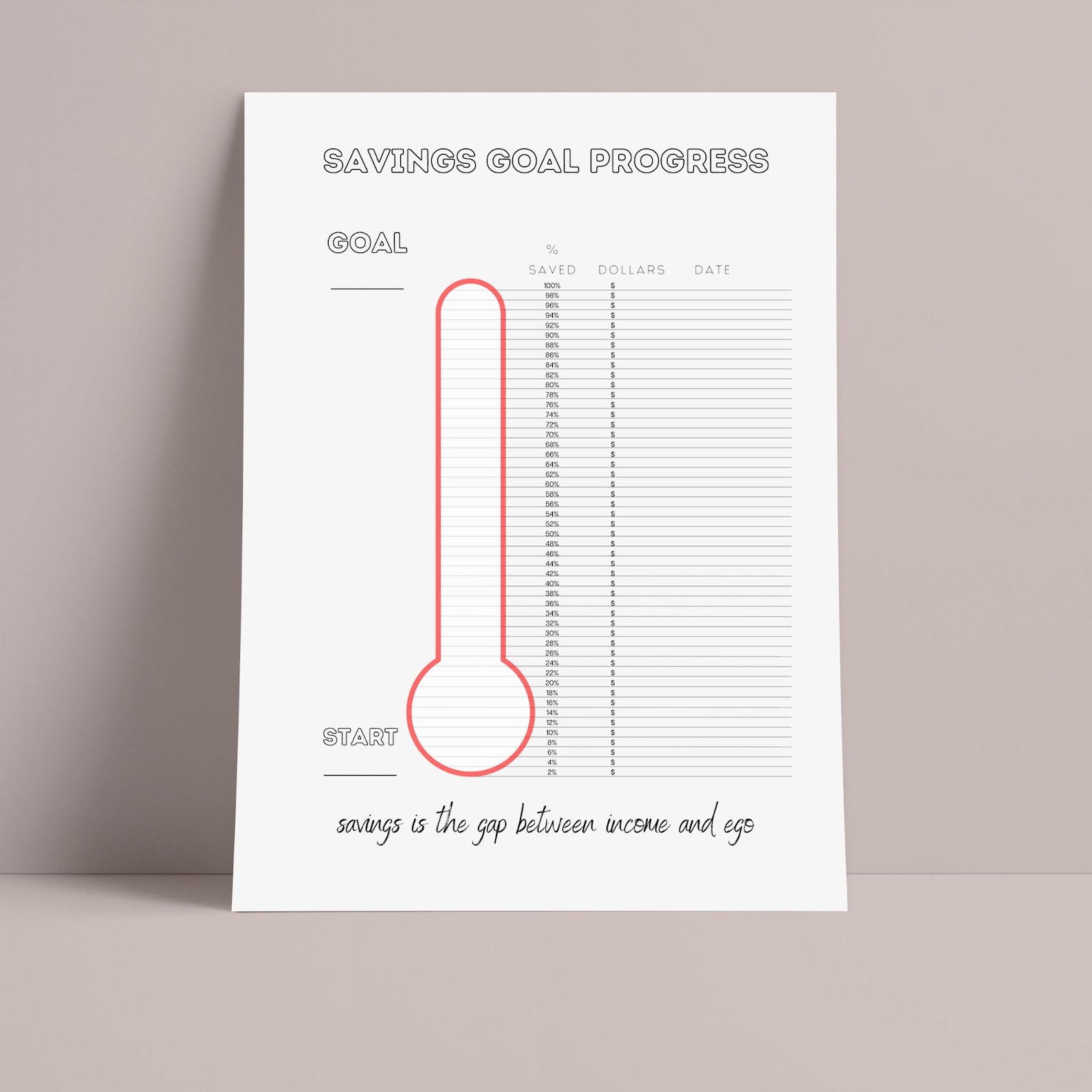 Savings Goal Tracker Printable, Savings Progress Thermometer, Digital ...