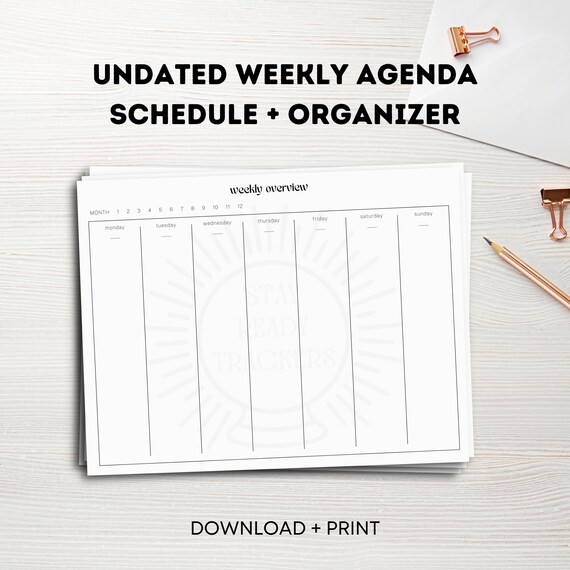 Printable Undated Weekly Planner Digital Download Print at | Etsy