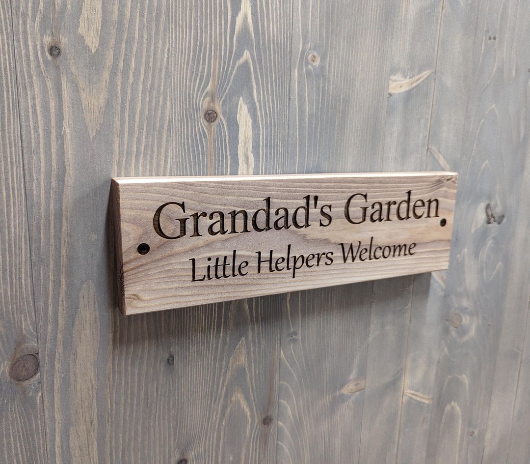 Grandad's Garden Engraved Solid Wood Sign - Personalised - Etsy