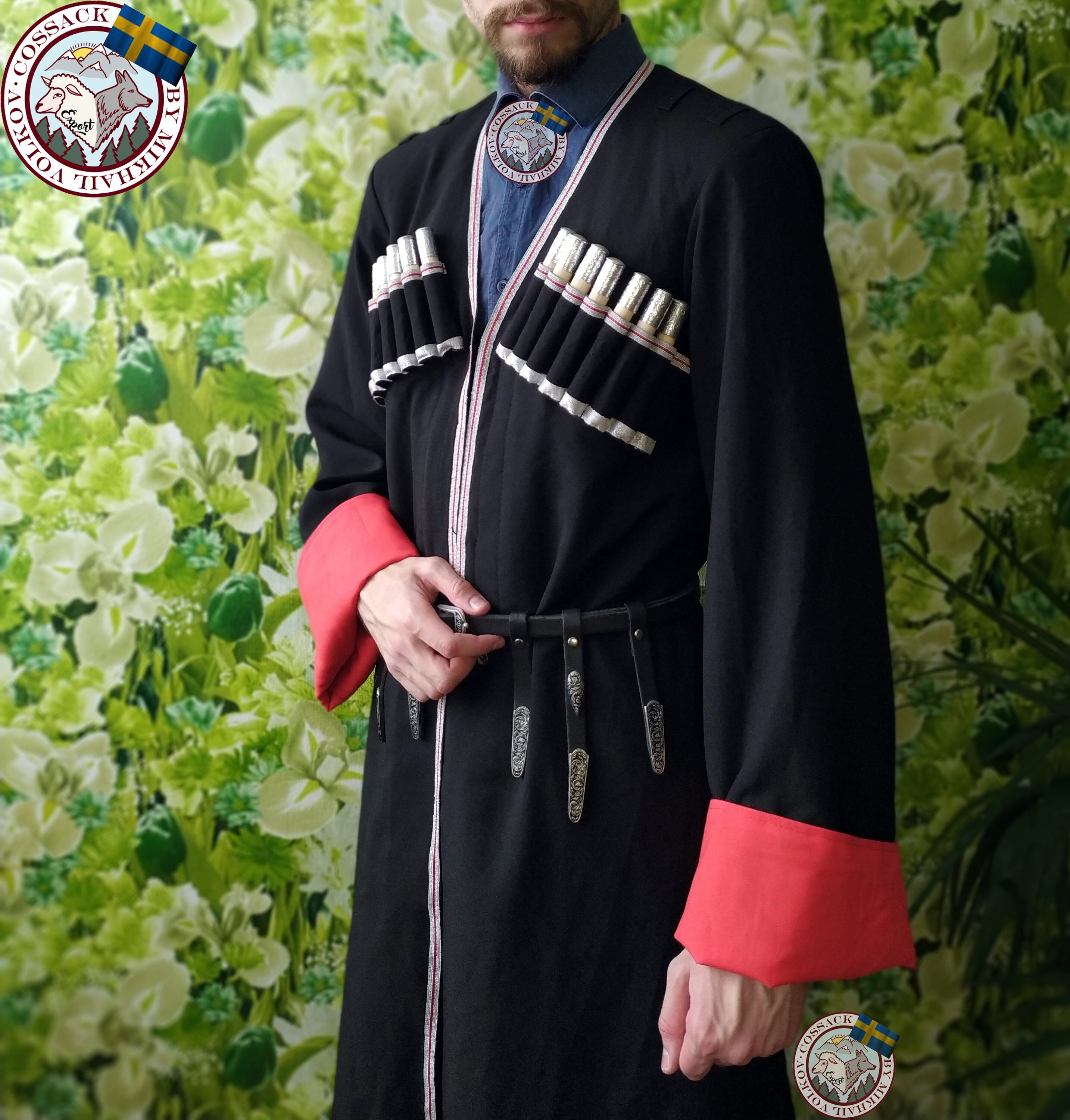 Black Cossack Chokha Traditional Coat Men's Dress Costume - Etsy Denmark