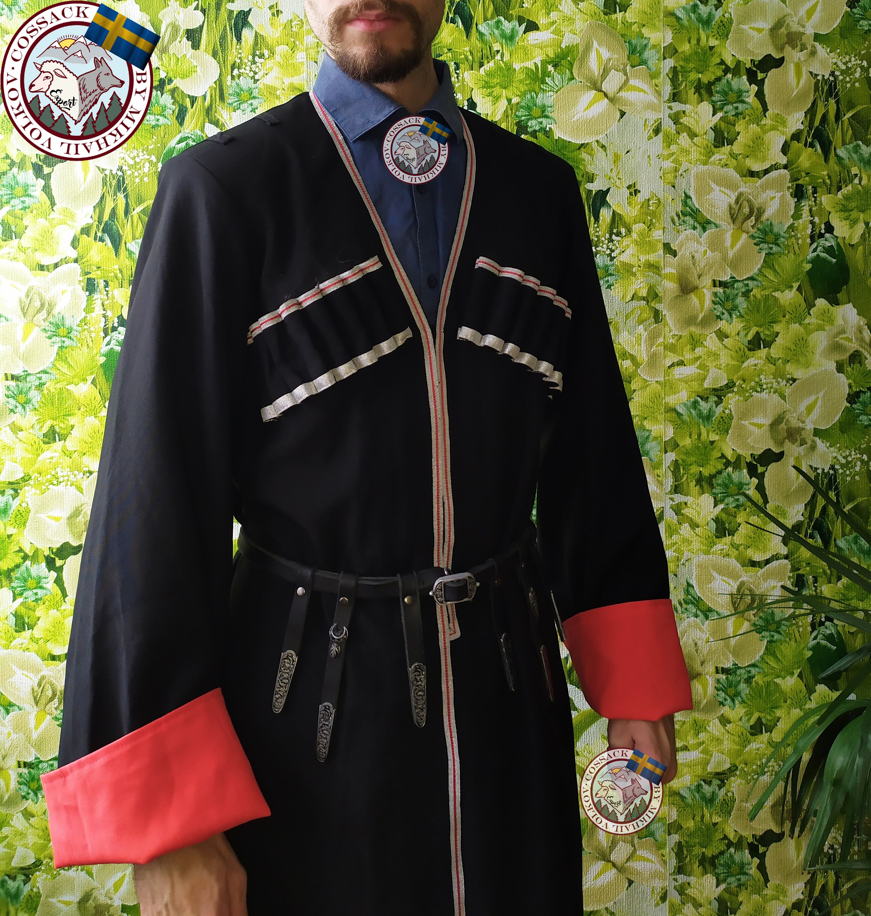 Black Chokha Traditional coat man dress costume Cossack - Etsy 日本