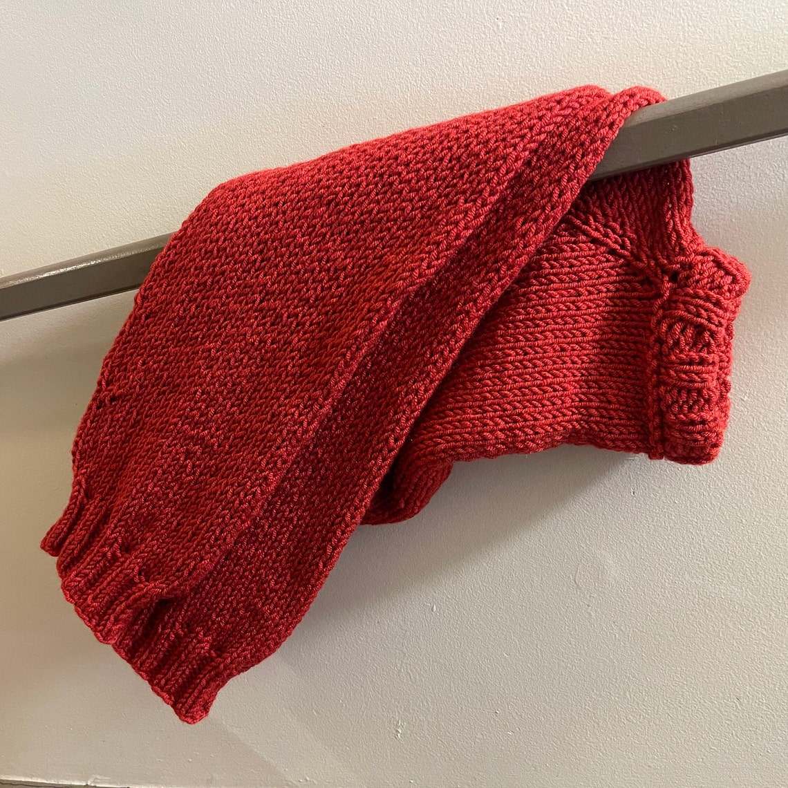 Lipstick Red Oversized Cropped Sweater/ Handknitted/ Chunky - Etsy