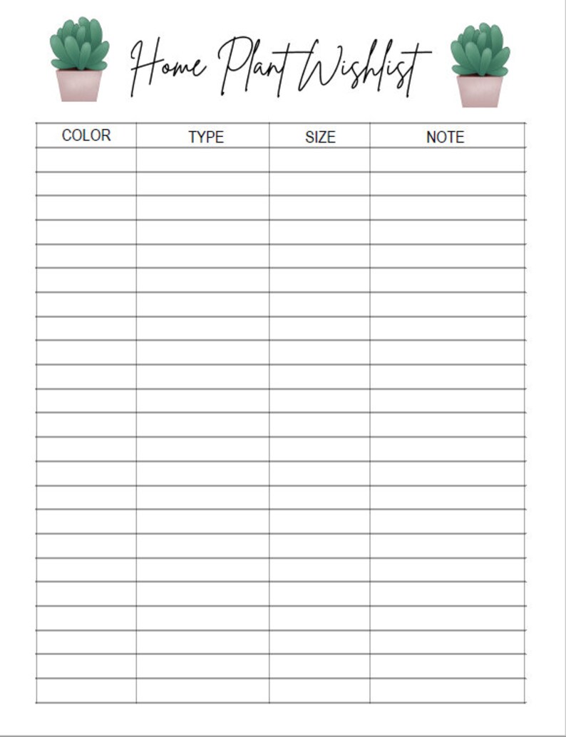 Digital House Plant Planner, Digital Plant Planner, Digital Planner ...