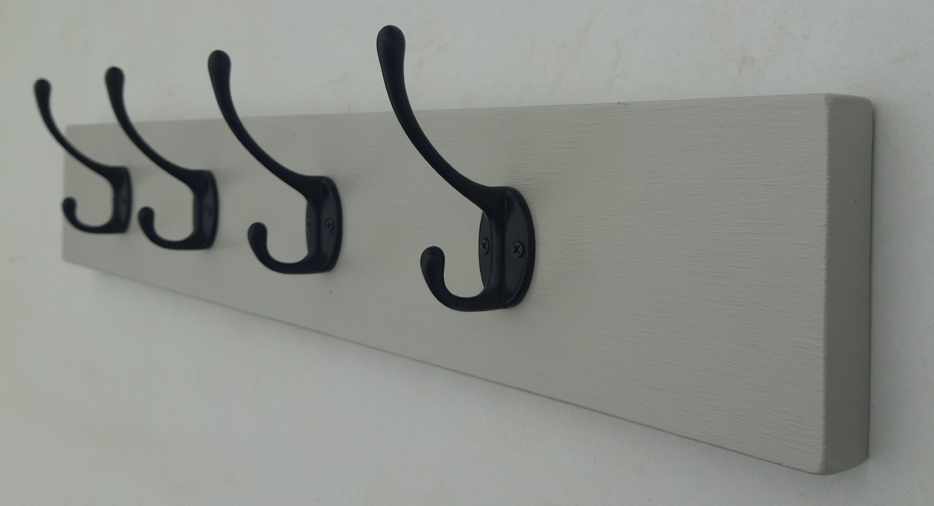 Light Grey Coat Rack With Steel Hooks Grey Painted Wall - Etsy UK