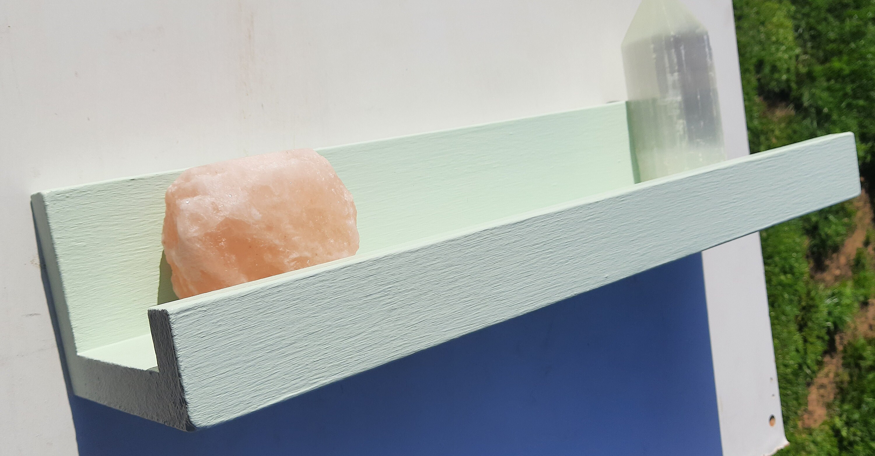 Light Green Floating Shelf Wooden Picture Rail Handmade From - Etsy