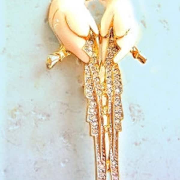 Rhinestone Bird Pin - Etsy