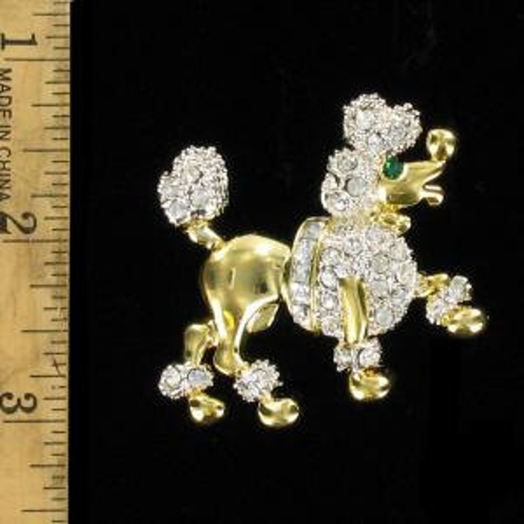 Vintage Poodle Dog Rhinestone Pin Animal Brooch Jewelry Pins Canine ...