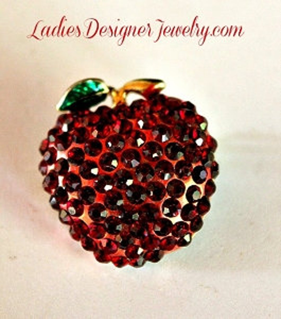 Vintage Red Rhinestone Chatons Apple Fruit Brooch Pin, Suit Jacket ...