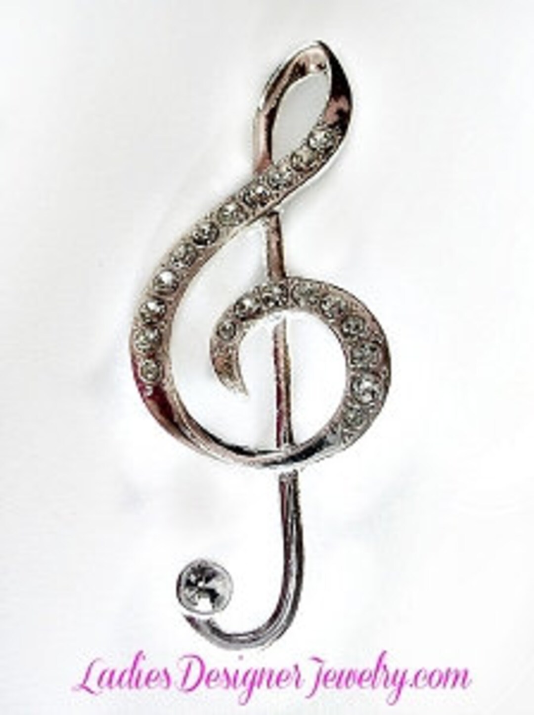 Vintage Treble Clef Music Note Rhinestone Pin Brooch Musicians, Men ...