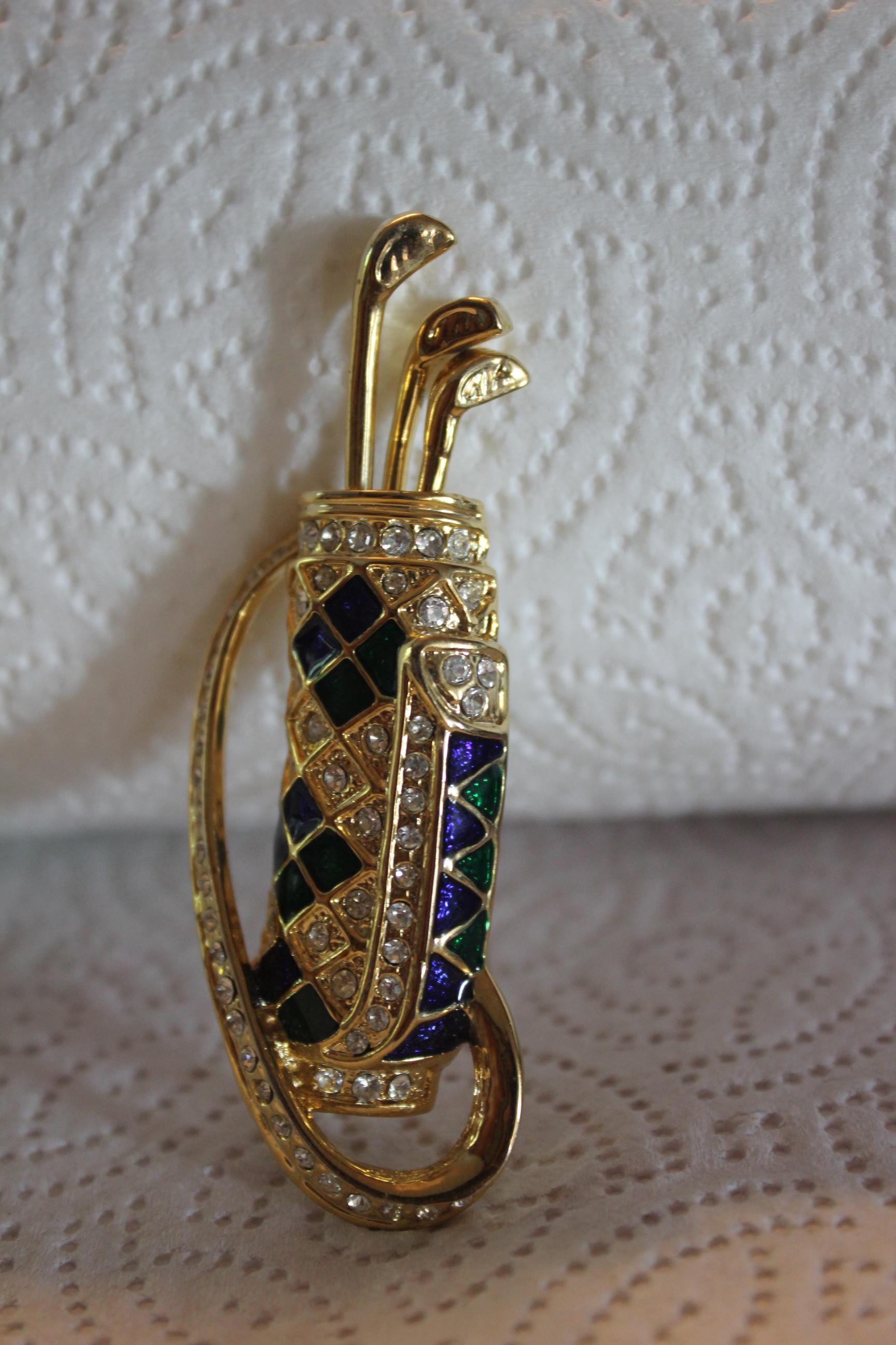 Vintage Golf Course Tournament Pga Tour Rhinestone Golf Clubs Bag Pin ...