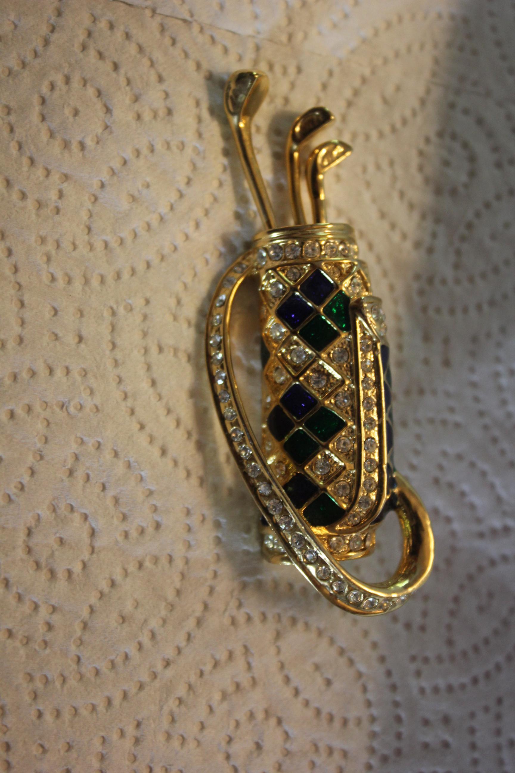 Vintage Golf Course Tournament Pga Tour Rhinestone Golf Clubs Bag Pin ...