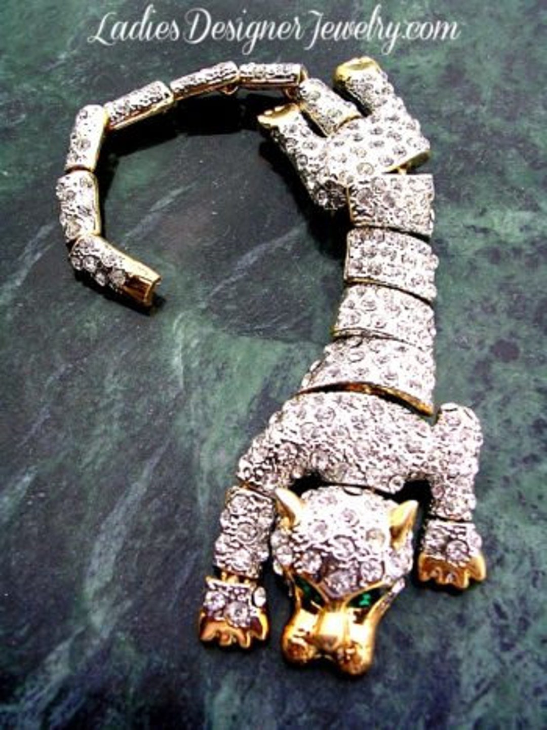 Vintage Art Deco Tiger Shoulder Brooch Pin, Pave Diamond Crystal ...
