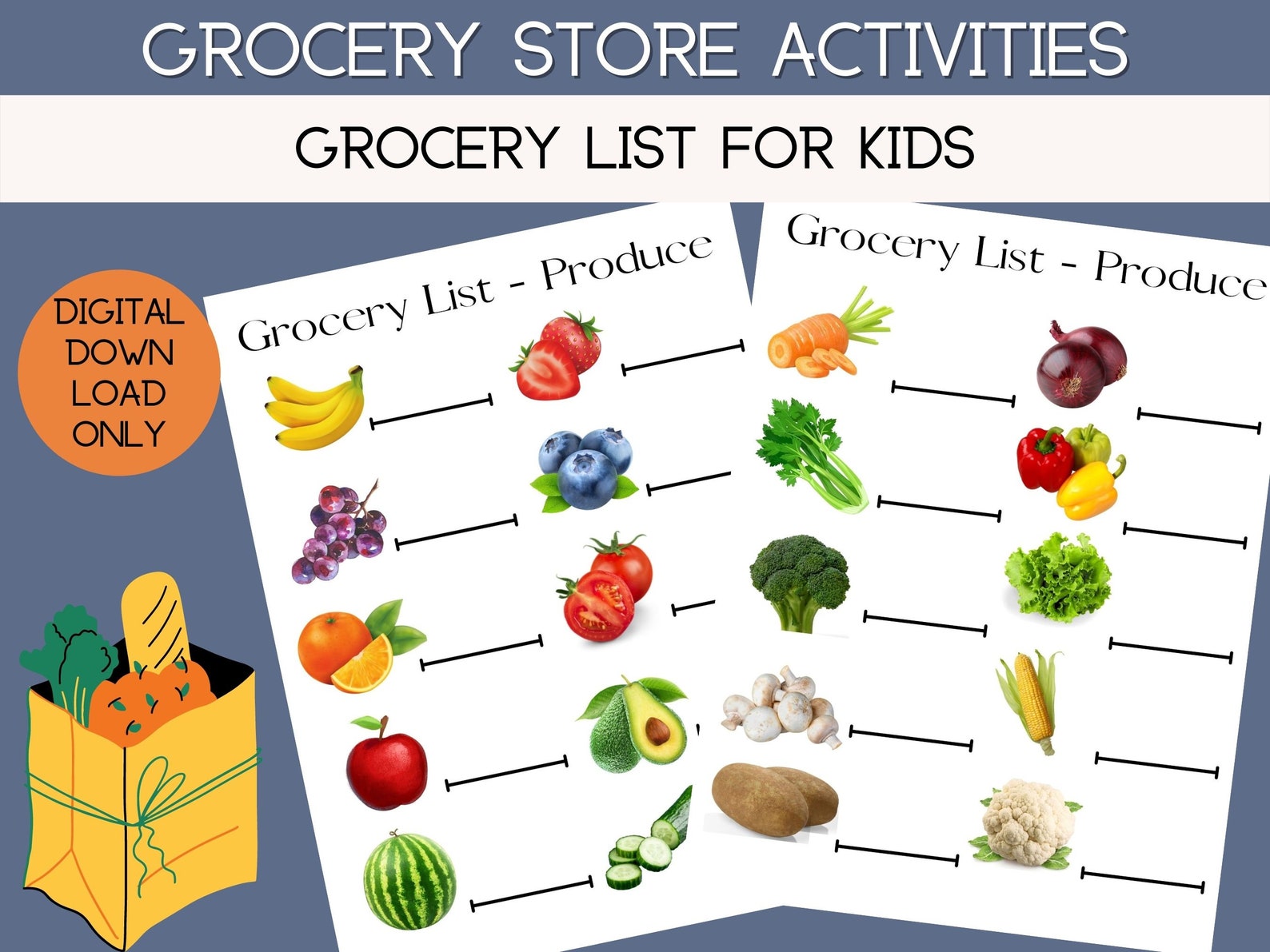 Reusable Grocery Store List for Kids Kid Activities Reusable - Etsy