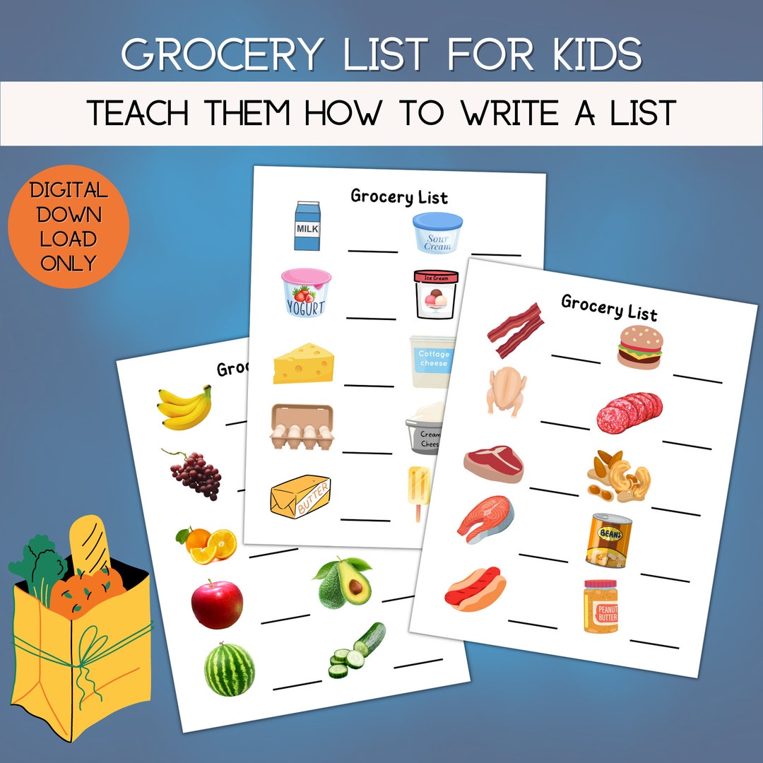 Printable Grocery List for Kids: Preschool Activity (digital Download ...